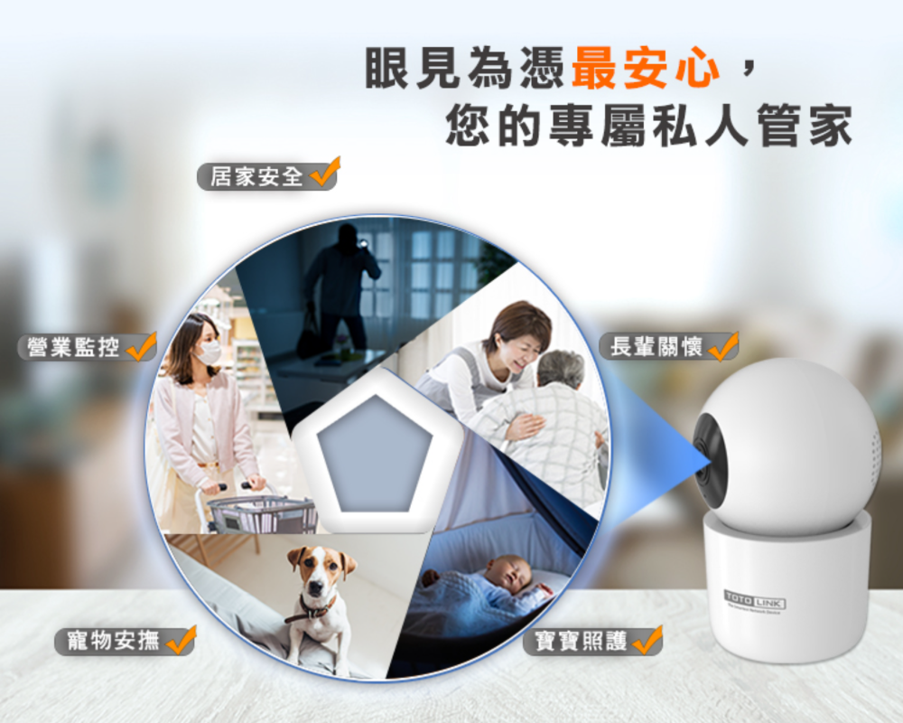 TOTOLINK C2 300萬畫素 360度 全視角 寵物監控攝影機 WiFi網路攝影機 可旋轉 監視器 雙向語音 | 蝦皮購物