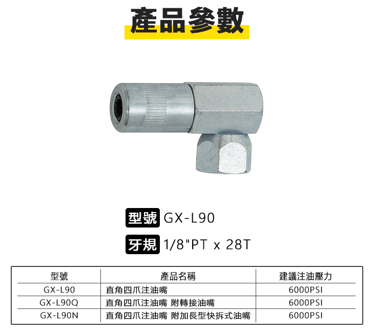 WIGA 威力鋼 GX-L90 直角型四爪高壓注油頭[牛油槍配件, 潤滑槍, 黃油槍] | 蝦皮購物