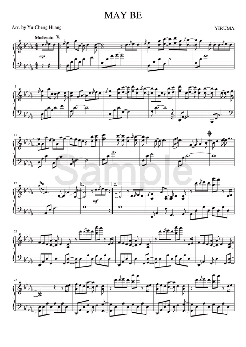 【Yiruma】May Be鋼琴譜完整版 | 蝦皮購物