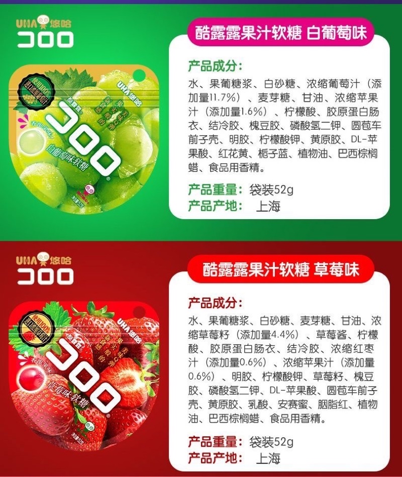 【現貨9.9折】 UHA 悠哈 味覺糖 酷露露 果汁Q糖 日本軟糖 日本糖果 普超軟糖 水果軟糖 90g 噗啾糖 | 蝦皮購物