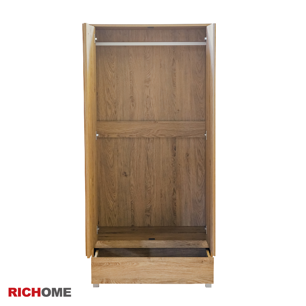 RICHOME WA-225 愛麗莎雙門一抽衣櫥 衣櫃 斗櫃 收納櫃 置物櫃 櫃子 衣櫥 抽屜櫃 衣架 無印風 原木色 | 蝦皮購物