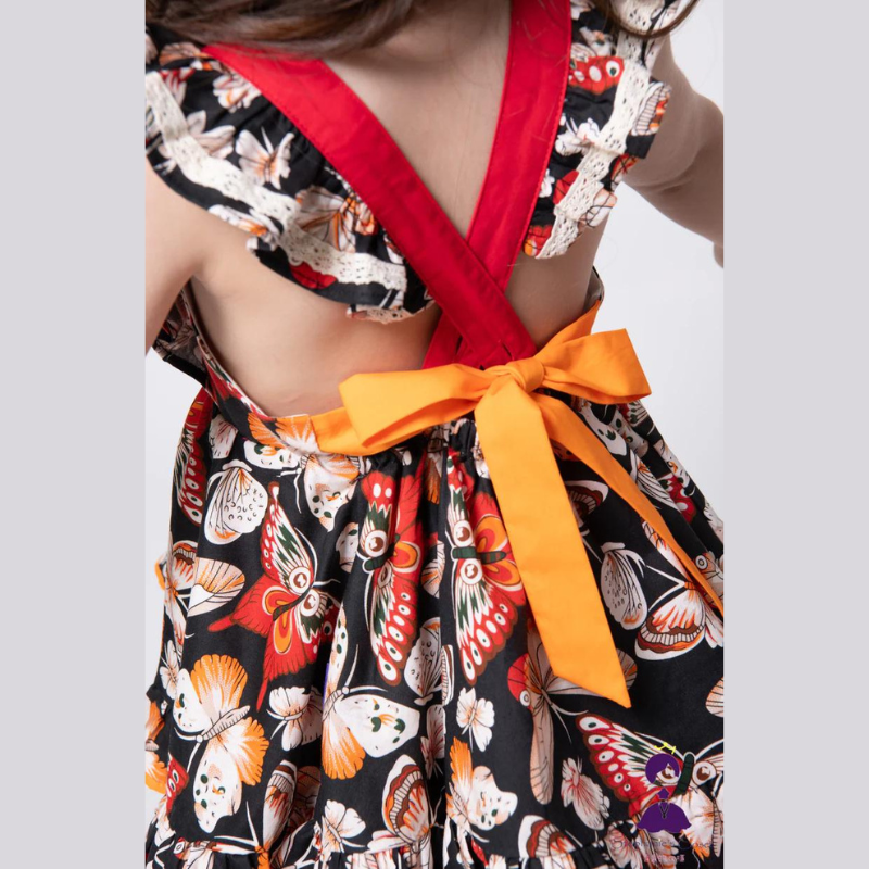 ⭐lisastar 台灣現貨 A01§台灣設計師品牌§和風蝴蝶 唯美女童洋裝 女童禮服 女童純棉洋裝 女童週歲禮服 | 蝦皮購物