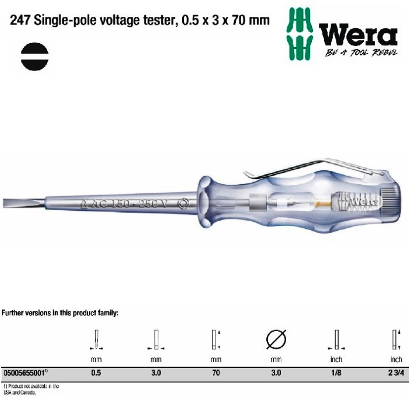 德國【WERA】 247一字驗電筆 交流用檢測儀 測量範圍150～250V | 蝦皮購物