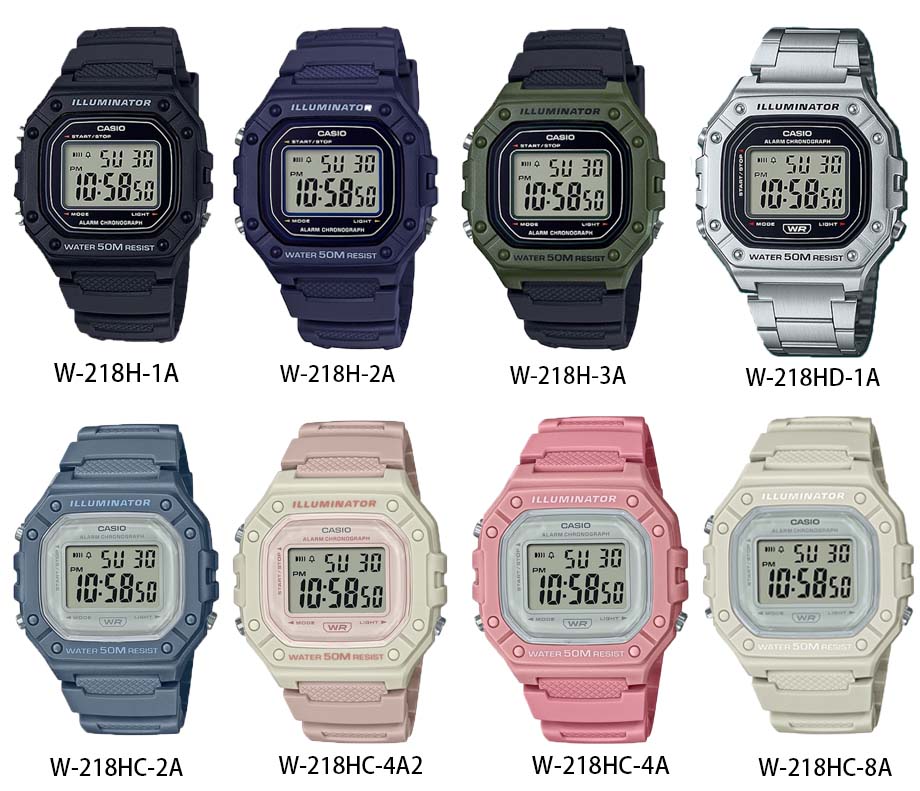 CASIO (W-218HC-4A) 數位流行電子錶 學生 運動防水50米 | 蝦皮購物