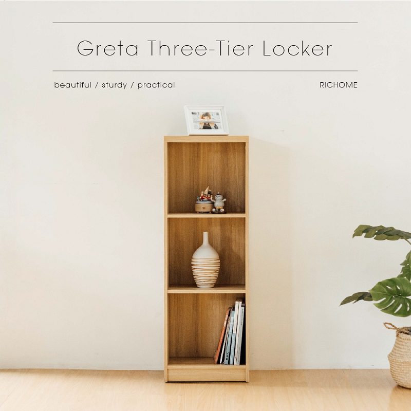 RICHOME 福利品 BO-389 格麗塔三層 置物櫃 公文櫃 收納櫃 辦公 邊櫃 空櫃 書櫃 展示櫃 層架 | 蝦皮購物