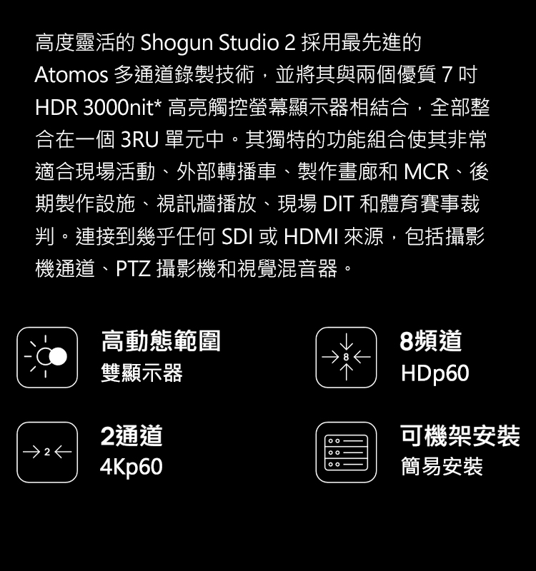 EC數位 Atomos Shogun Studio 2 HDR 雙顯示器和 HDp60/4Kp60 機架式錄影機 | 蝦皮購物