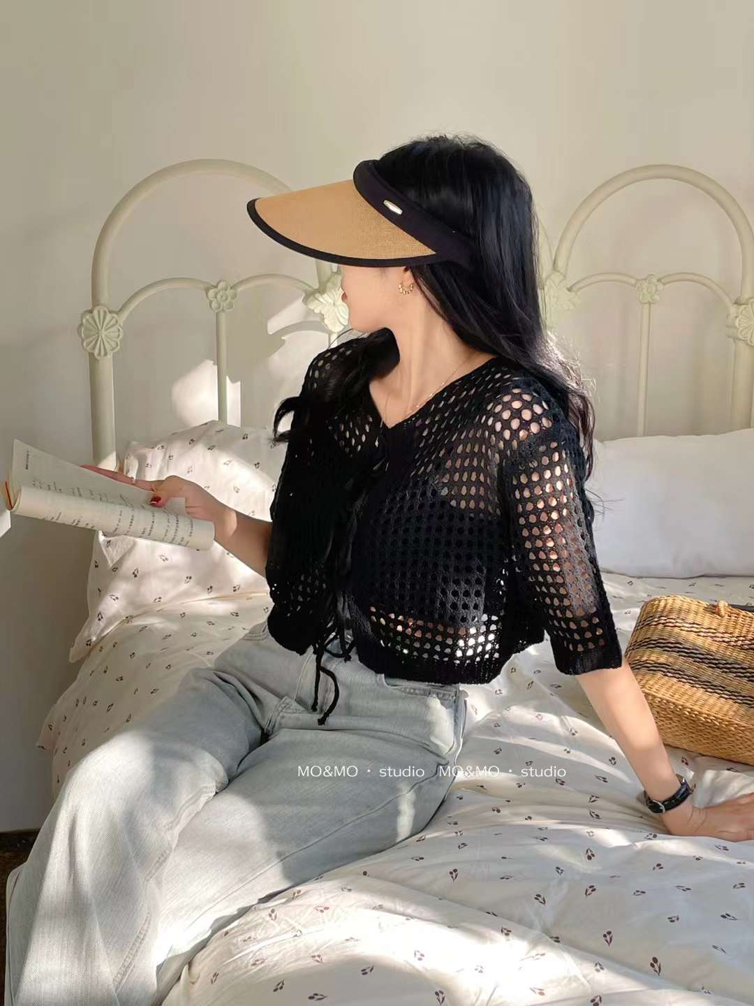 【SiBA Girl】 Momo-7073 洞洞雙綁帶針織小外套 洞洞外罩衫 綁帶外罩 針織外套 華夫格 8B | 蝦皮購物