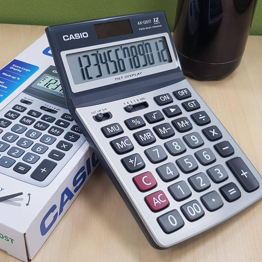 ⏰ACE愛時⏰CASIO 卡西歐 AX-120ST 商務型 仰角 12位數 桌上型計算機 超大顯示幕 輕巧 可掀式面板 | 蝦皮購物