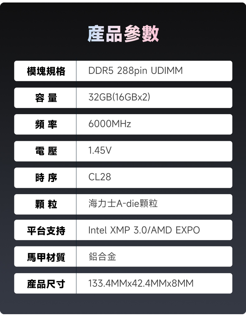 【隔日到貨】KingBank金百達 星刃16Gx2 6000MHz 超頻電競桌機記憶體CL28雙通道海力士A die | 蝦皮購物