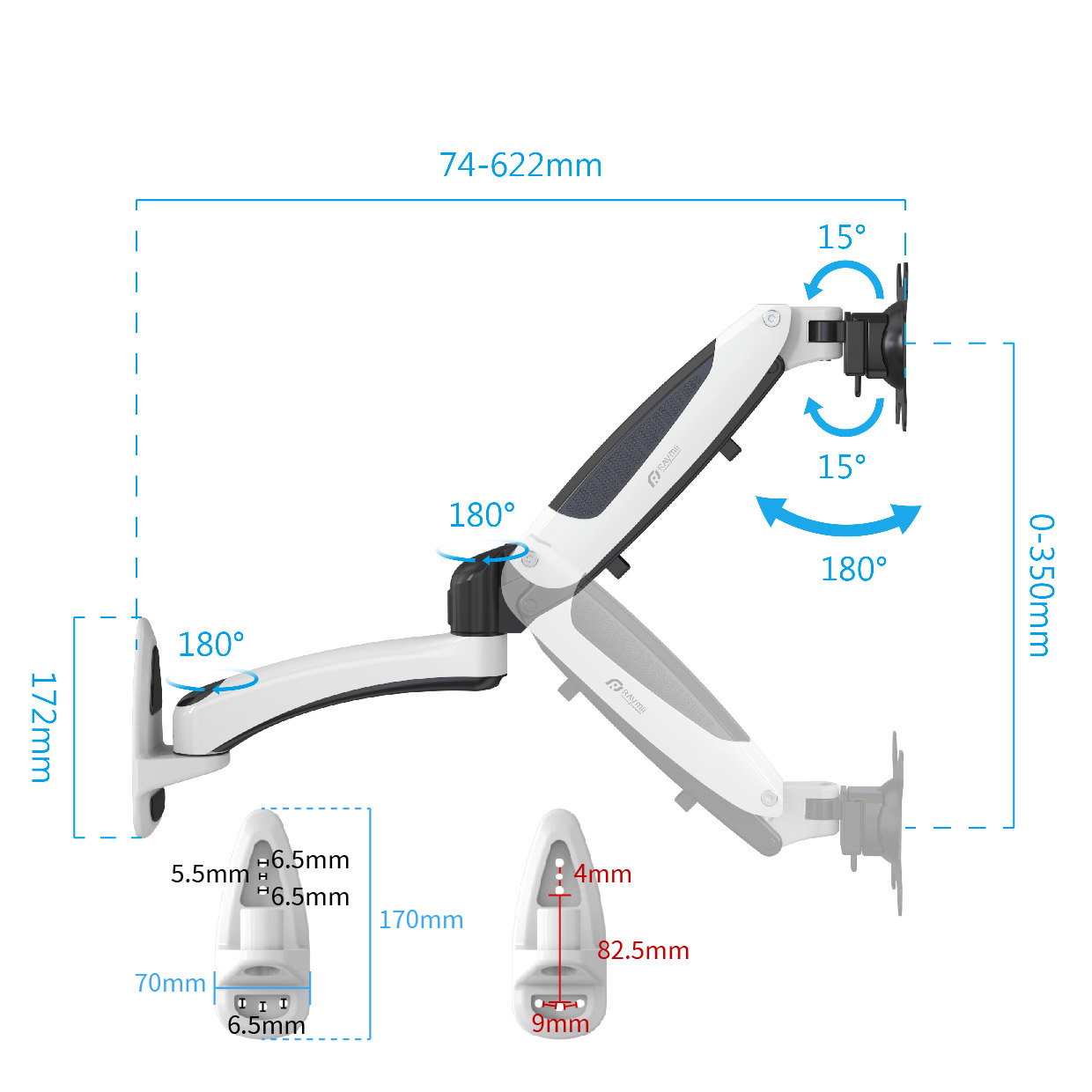 【瑞米 Raymii】 Raymii VS-64 氣壓式鋁合金螢幕支架 壁掛支架 螢幕架 螢幕伸縮懸掛支架 | 蝦皮購物
