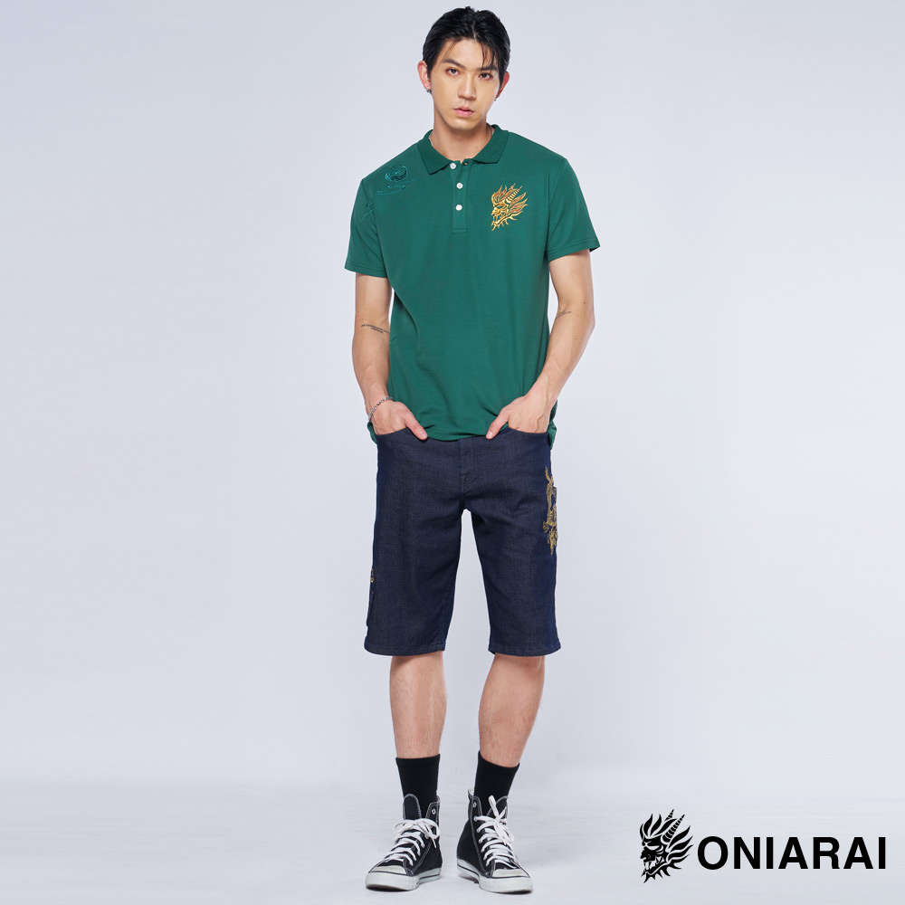 BLUE WAY 鬼洗 ONIARAI - 男款 大和魂器物竜之丸短袖POLO衫(綠) | 蝦皮購物