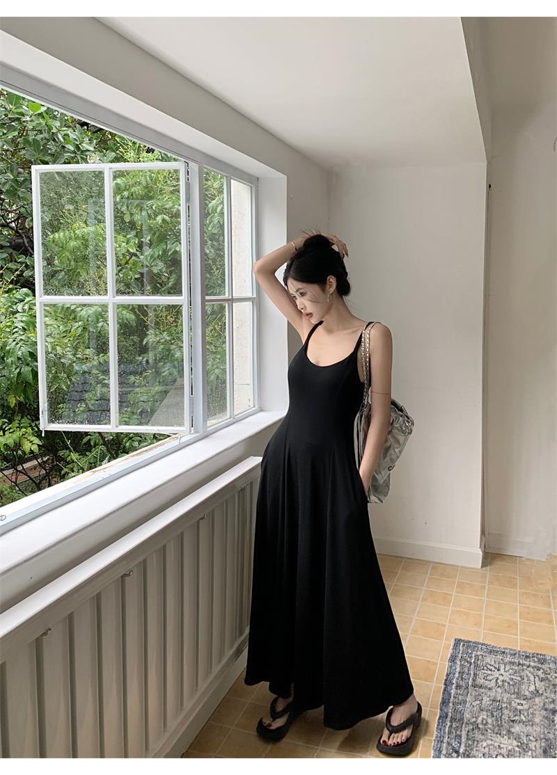 車線大擺低胸洋裝【23036】PAPI女裝批發價春夏新款韓系INS修身顯瘦氣質純欲晚宴圓領無袖吊帶洋裝 過膝長洋裝 | 蝦皮購物