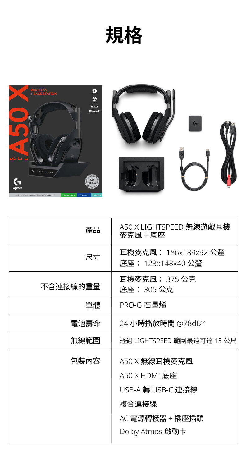 Logitech G 羅技 ASTRO A50X Lightspeed 無線遊戲耳機麥克風(含底座) | 蝦皮購物
