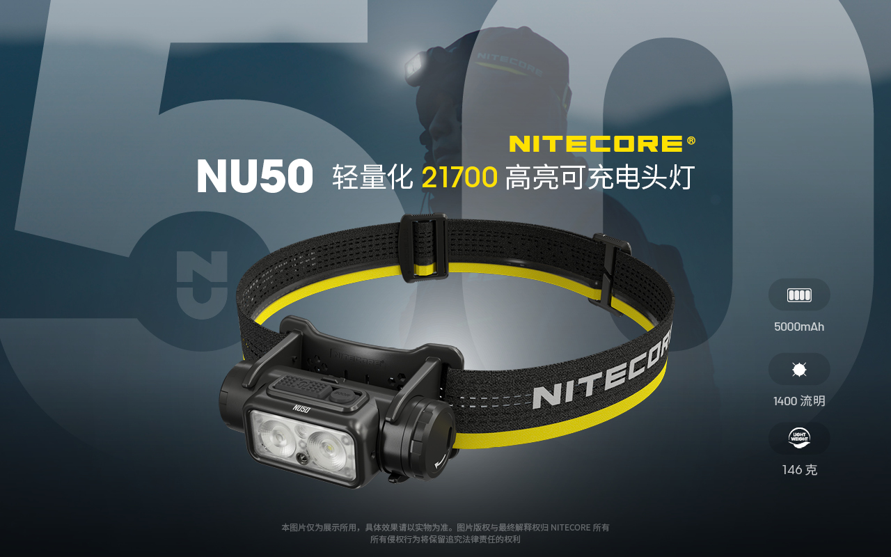 【錸特光電】NITECORE NU50 1400流明 輕量化 21700 高亮 LED 可充電頭燈 紅光 登山 擴展電池 | 蝦皮購物