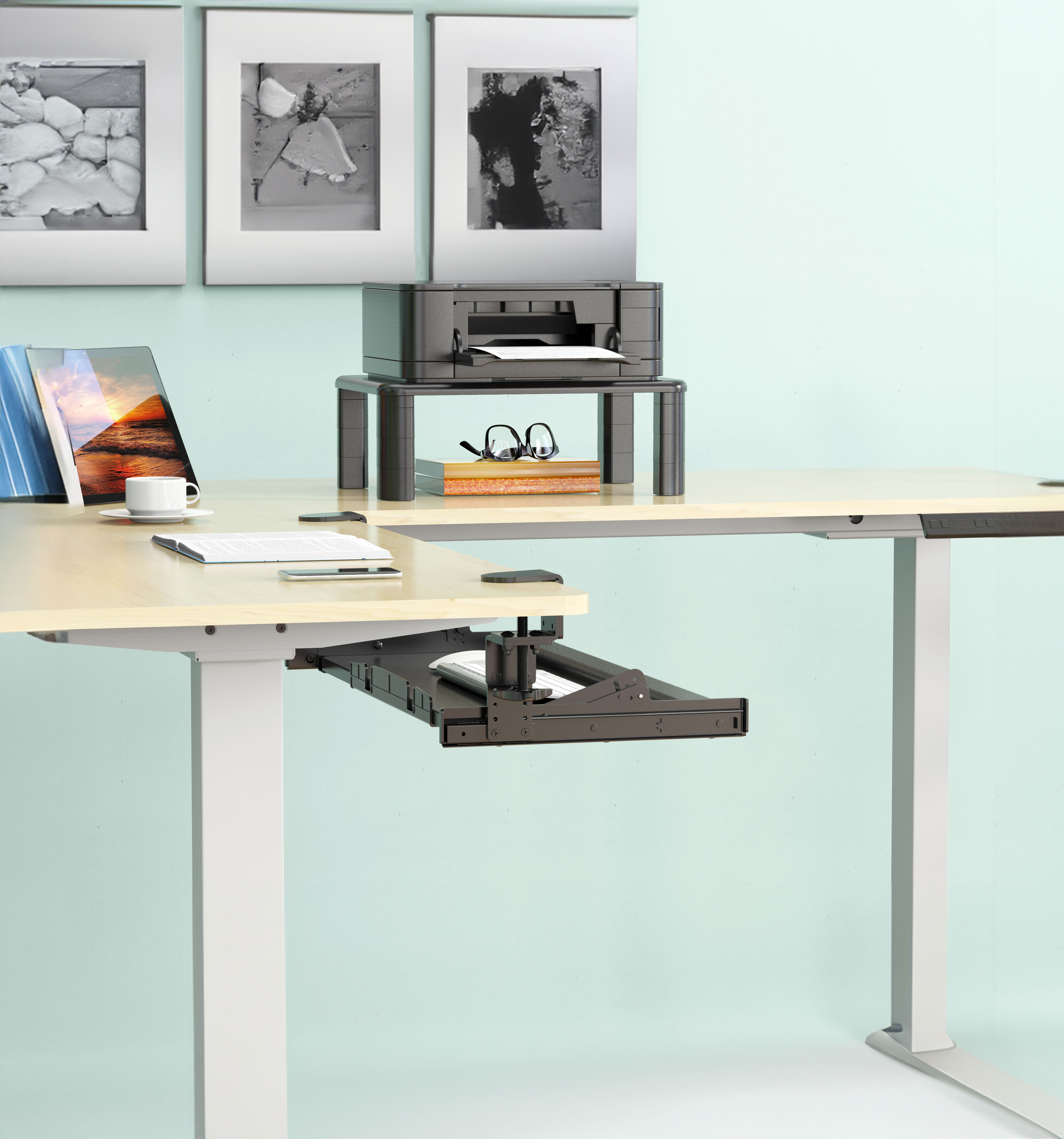 【瑞米 Raymii】OA-10 夾桌式可傾斜調節鍵盤托架 轉角可用 鍵盤收納架 鍵盤收納抽屜 可拆卸夾式鍵盤 | 蝦皮購物