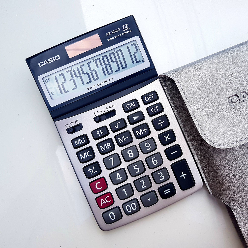 ⏰ACE愛時⏰CASIO 卡西歐 AX-120ST 商務型 仰角 12位數 桌上型計算機 超大顯示幕 輕巧 可掀式面板 | 蝦皮購物