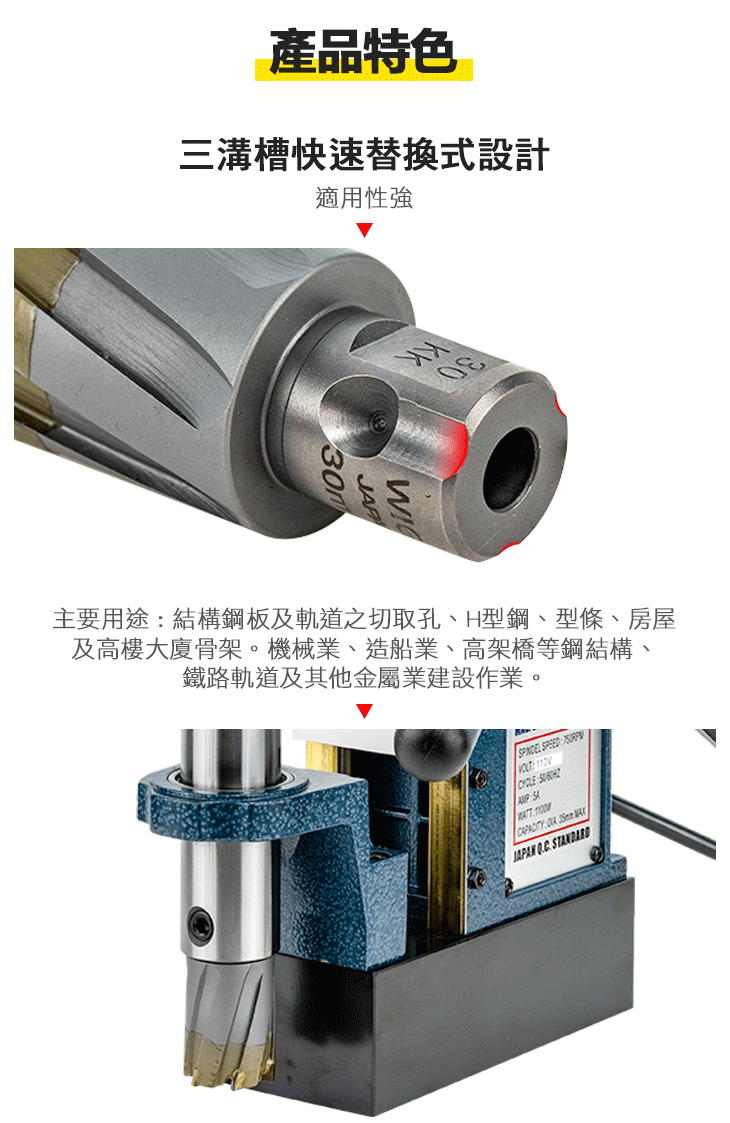 WIGA 威力鋼 TGD-500 快換式鎢鋼穴鑽-深度50MM[鋼骨 H鋼 鋼構 鎢鋼 穴鑽 深孔鑽頭 圓穴 丸穴] | 蝦皮購物