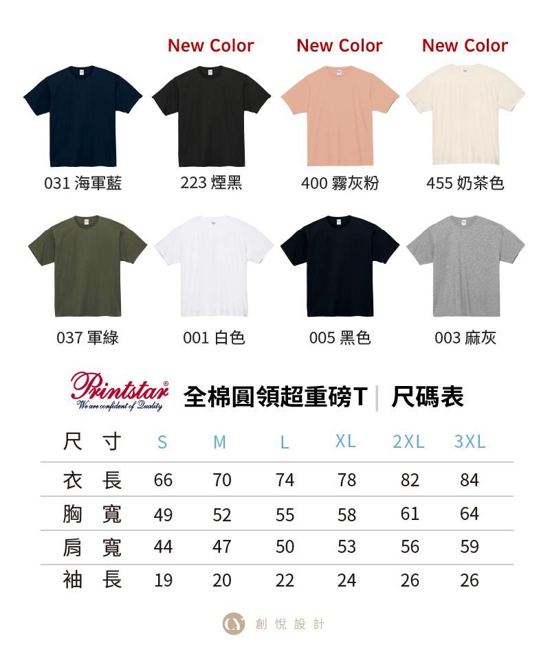 現貨【CY】PrintStar 148 重磅短T 客製化 電繡 厚磅短袖 T恤 棉T 短袖素T 短T 上衣 圓領T | 蝦皮購物