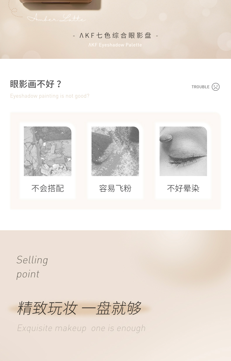 現貨 AKF七色綜合眼影盤 官方正品 多色眼影 啞光細閃 珠光腮紅 修容盤-UF009 | 蝦皮購物