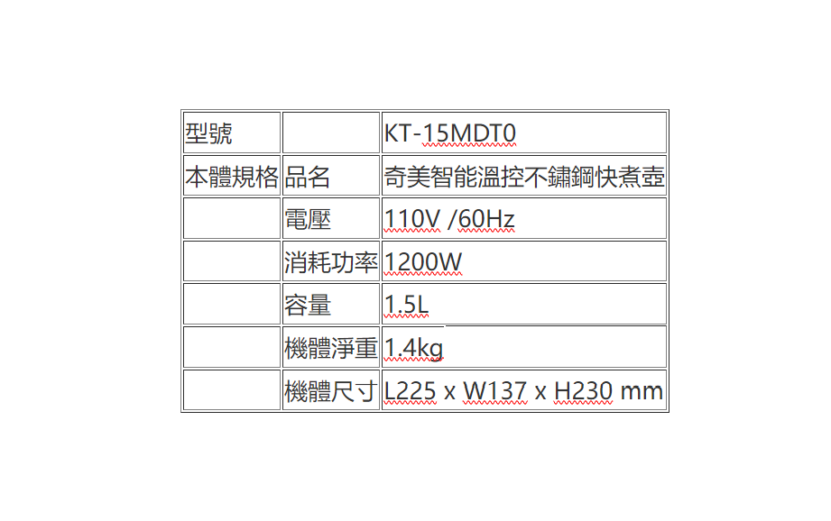 日進電器 可刷卡 CHIMEI 奇美 KT-15MDT0 1.5L 五段式智能溫控 不鏽鋼 奇美快煮壺 | 蝦皮購物