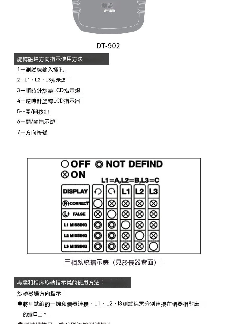 CEM華盛昌DT-901三相電相位指示器檢測儀DT902相序轉向電工指示儀 | 蝦皮購物