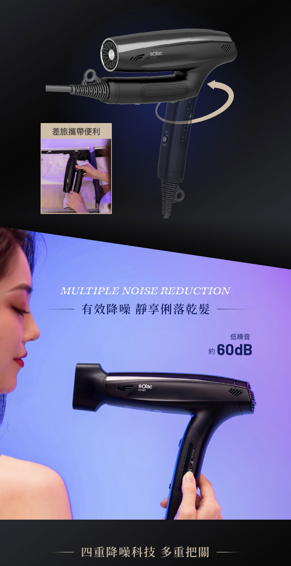 【sOlac】SD1600 SD-1600 雙效離子智能專業吹風機｜可收折 大風力 速乾 沙龍版｜公司貨 | 蝦皮購物