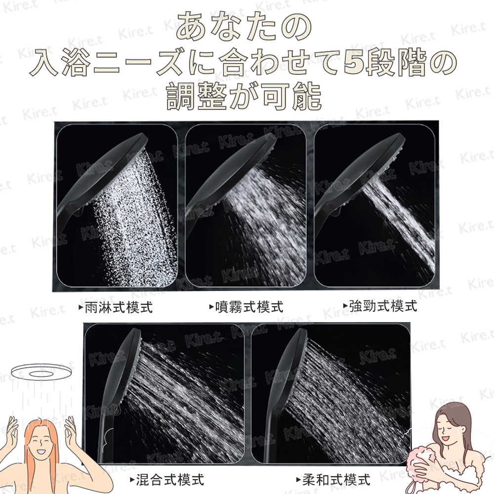 五段式調節增壓蓮蓬頭 五檔增壓花灑 手持式淋浴把手 噴霧按摩 衛浴配件 Kiret | 蝦皮購物