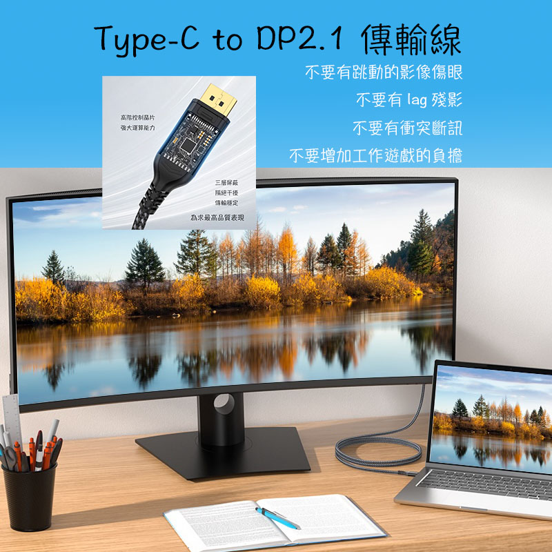 DisplayPort DP2.1傳輸線,Gaming DP2.1傳輸線,Type-C to DP2.1版手機轉大螢幕 | 蝦皮購物