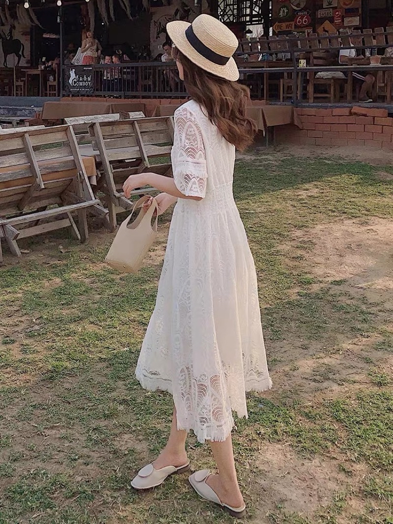 🎀Hanagirl 韓國🇰🇷氣質鏤空蕾絲 長洋裝 F052 禮服 | 蝦皮購物