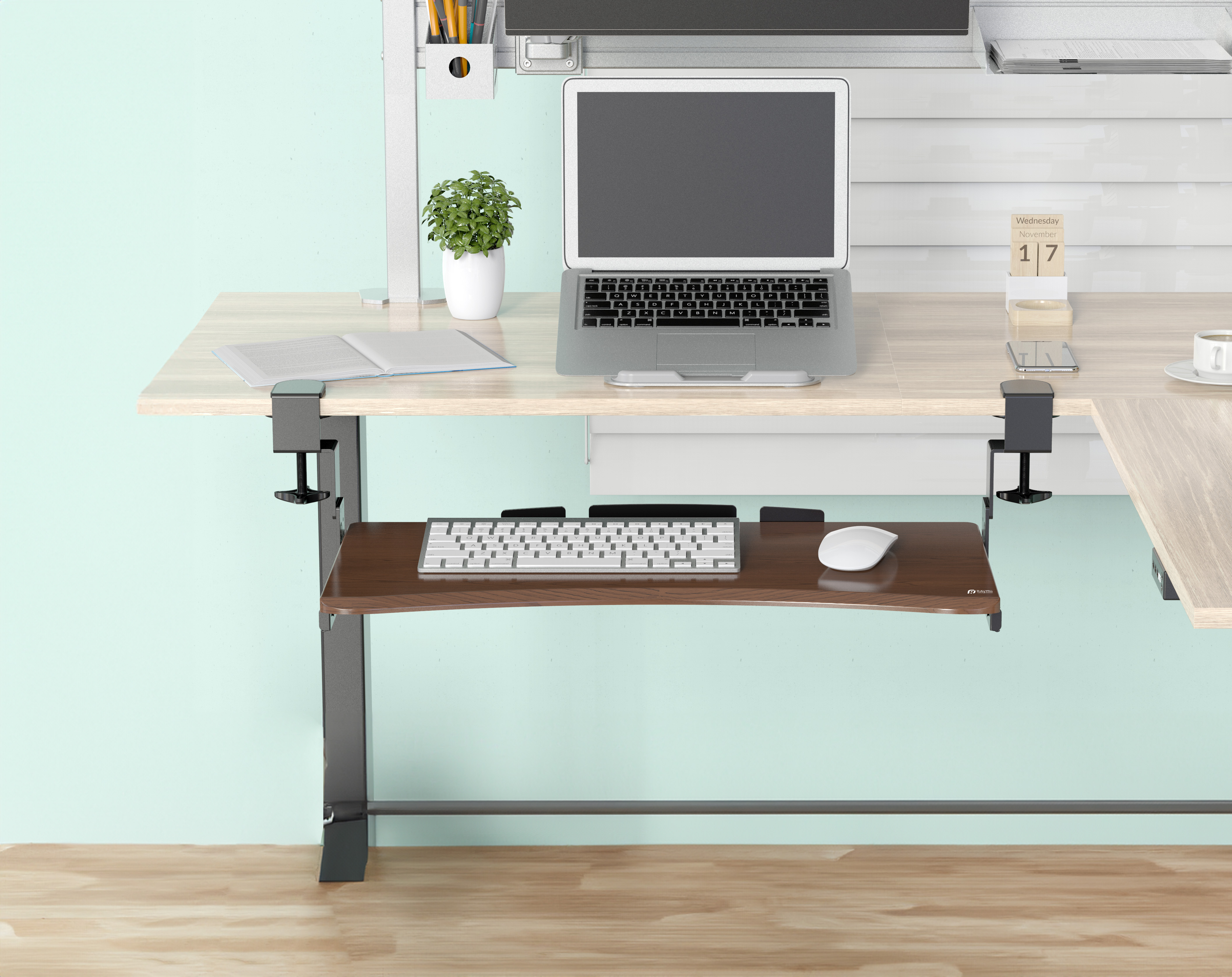 瑞米 Raymii OA-11 五段高度調整夾桌式電腦鍵盤托架 圓弧形 鍵盤收納架 鍵盤收納抽屜 可拆卸夾式鍵盤托 | 蝦皮購物