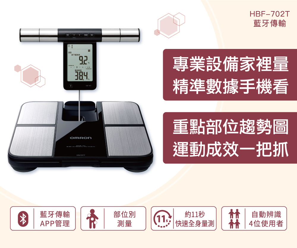 歐姆龍 OMRON HBF-702T 藍牙體重計 HBF702T 體脂計 (公司貨 1年保固) | 蝦皮購物