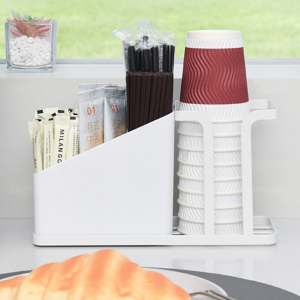 百崴收納 日式簡約紙杯三格收納架(茶水間收納 紙杯收納 分格收納架 一次性紙杯架 廚房置物架)桌上收納 紙杯架 | 蝦皮購物