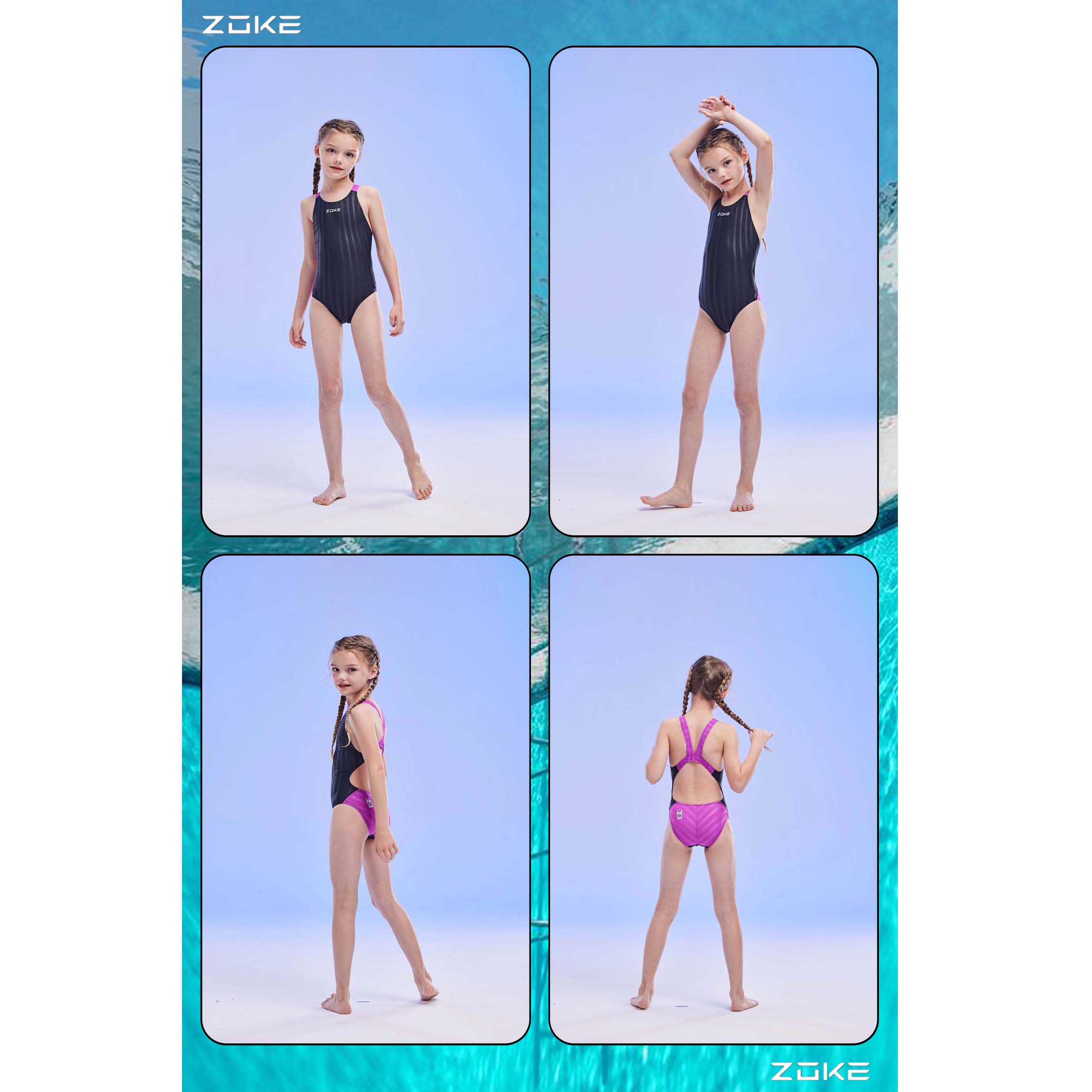 ZOKE【FINA認證】青少年競賽連身三角泳衣 !!台灣現貨!! 熱銷款 黑/紫 寶藍/玫紅 | 蝦皮購物