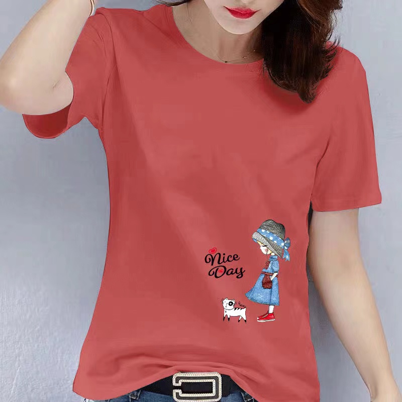 ALIN M-4XL 新款特價 圓領 夏季韓版100%純棉上衣 大碼短袖t恤女 2024新款潮T恤 寬松 顯瘦ins上衣 | 蝦皮購物