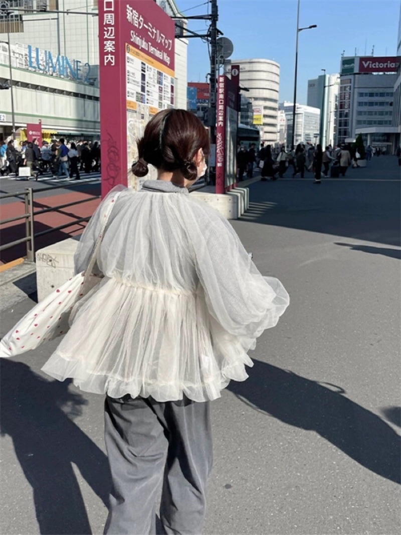 ♡NiNi collection♡雙層網紗罩衫 | 蝦皮購物