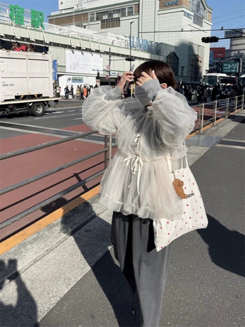 ♡NiNi collection♡雙層網紗罩衫 | 蝦皮購物