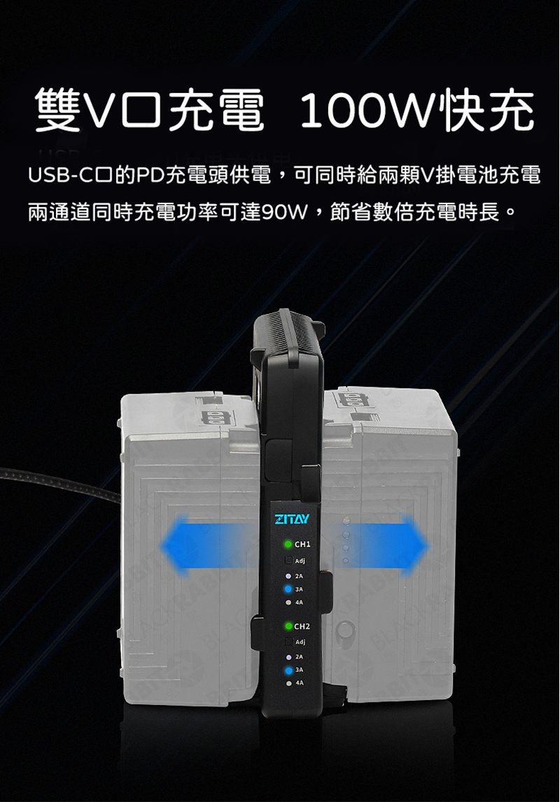 【ZITAY 希鐵 V掛雙入充電器 + 100W 充電線】V掛電池 監視器 供電 充電器 數位黑膠兔 | 蝦皮購物