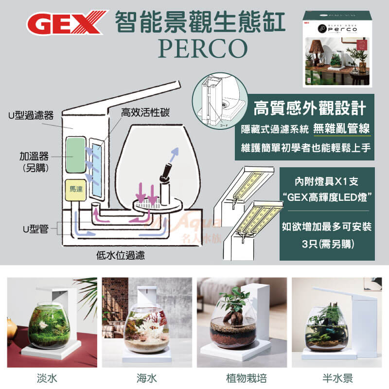 P老闆水族~GEX 五味 智能景觀生態缸 PERCO(不含安定器) 鬥魚缸，生態缸，小型魚缸，水草 | 蝦皮購物
