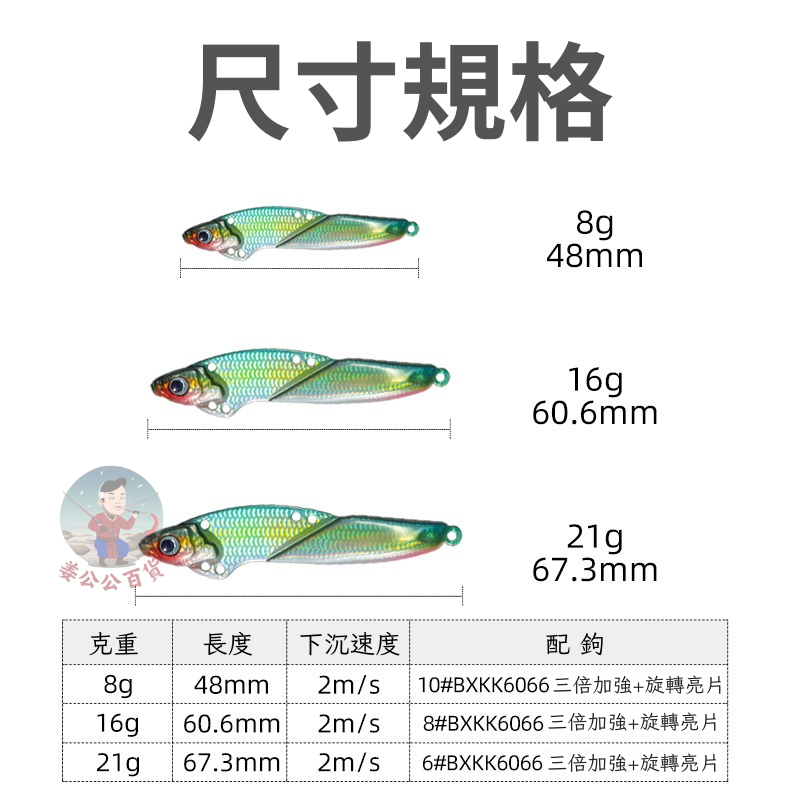 【24H出貨】鐵板 VIB 8g 16g 亮片三本鉤 顫泳 遠投 路亞 假餌 路亞餌 全泳層搜索 萬用餌 姜公公 | 蝦皮購物