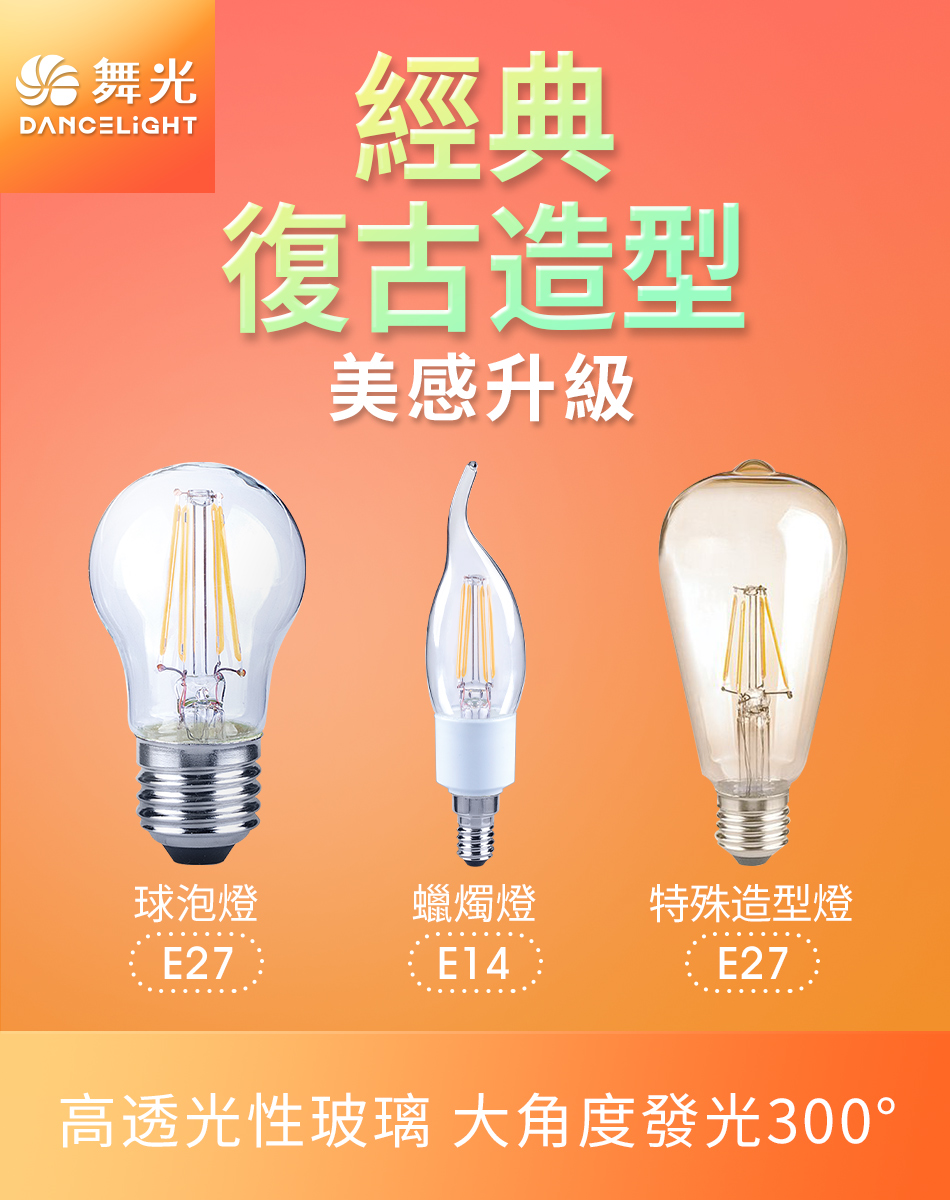 【DanceLight舞光】1入組 4W/6.5W LED燈泡 E14/E27 燈絲燈 小夜燈 蠟燭燈 2年保固 | 蝦皮購物