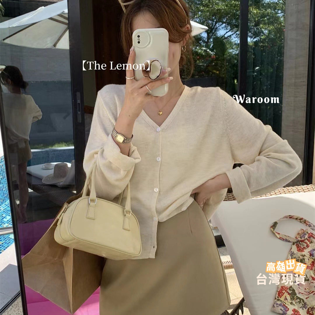 Waroom|直播熱賣款 lemon 檸檬家 多巴胺V領長袖針織外套|女裝|薄外套|針織上衣|空調衣|針織外套 8016 | 蝦皮購物