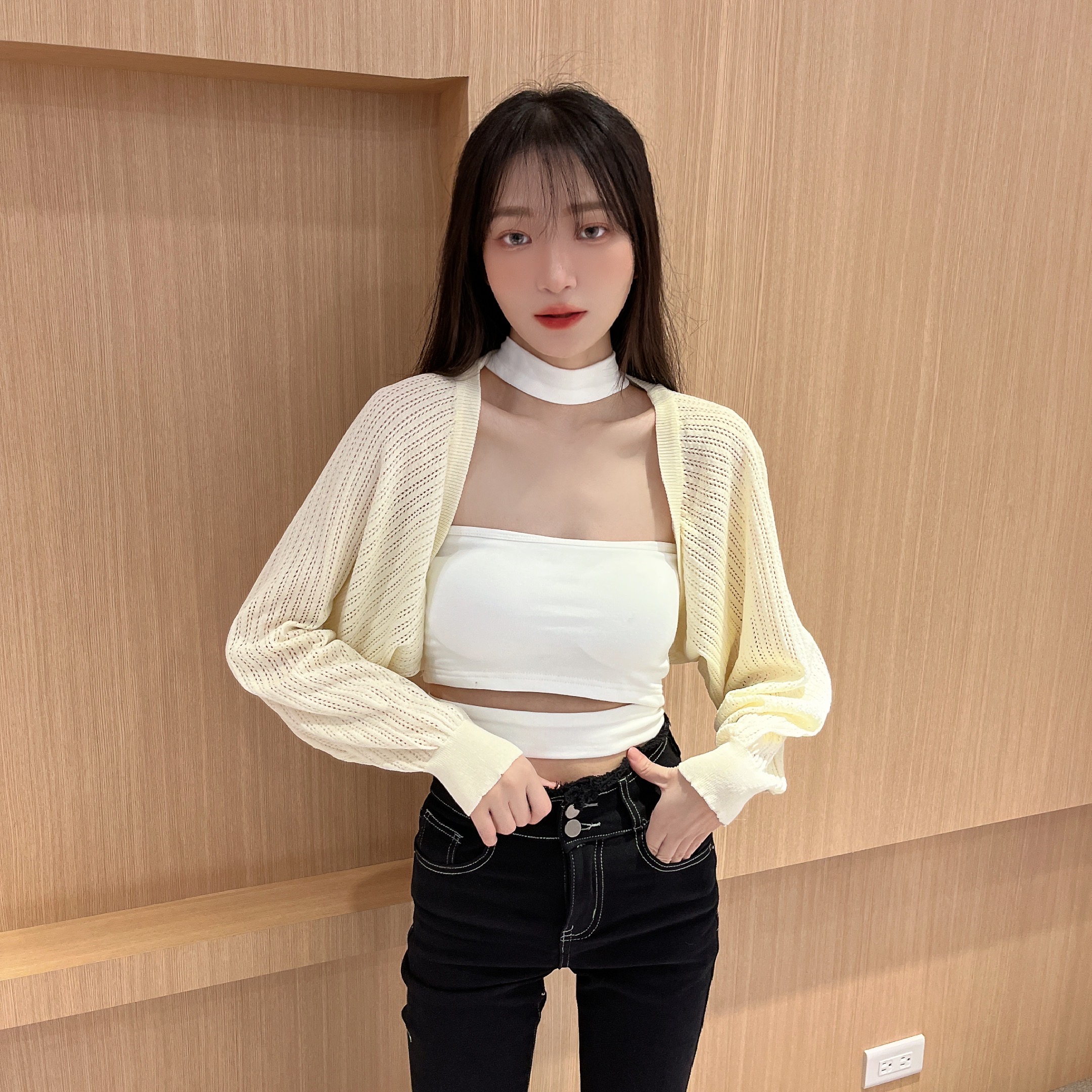 冰絲針織罩衫外套【17CX3】Sandy33實拍春夏新款韓系INS休閒百搭氣質遮陽防曬短版長袖開衫外套薄外套 | 蝦皮購物