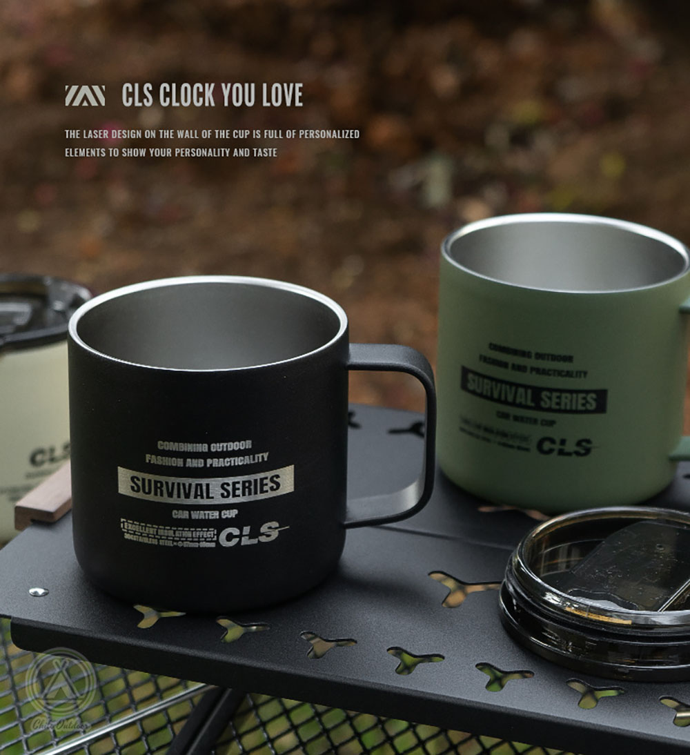 [桃園/新北店面24H出貨]CLS帶蓋雙層握把杯 杯子 環保杯 304不銹鋼杯 啤酒杯 水杯 咖啡杯 露營杯 露營 | 蝦皮購物