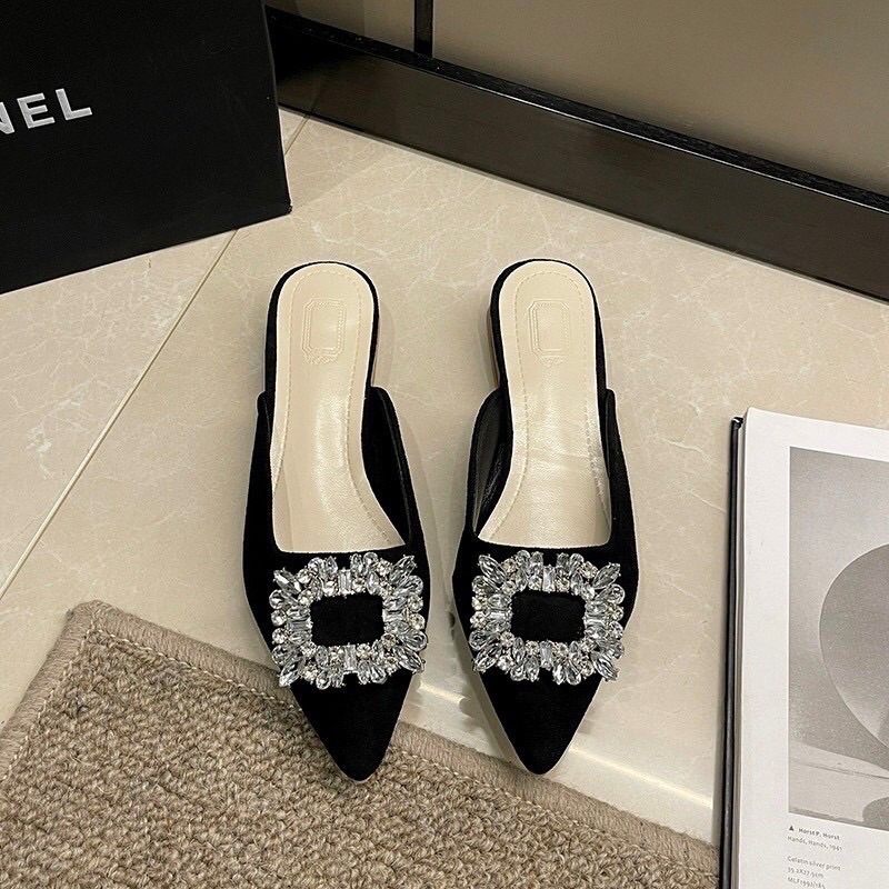 【Joyishoes】台灣出貨 穆勒鞋 加大尺碼 休閒鞋 低跟穆勒鞋 前包後空 尖頭跟鞋 尖頭平底鞋 半包鞋#3003 | 蝦皮購物