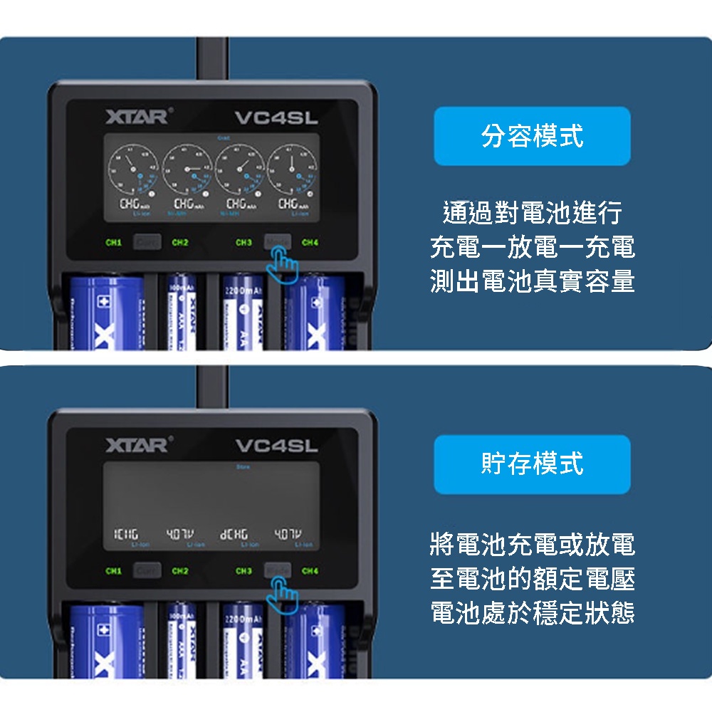 全新台灣公司貨XTAR VC4S VC4SL VC2SL QC3.0充電器 3號充電器4號充電器18650 26650 | 蝦皮購物