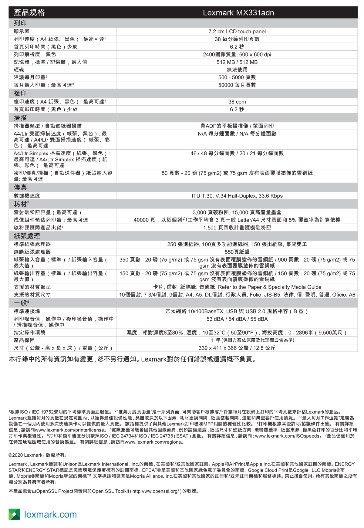 【限時特惠】利盟 Lexmark MX331adn 黑白雷射傳真複合機｜黑白列印、影印、彩色掃描、傳真 | 蝦皮購物