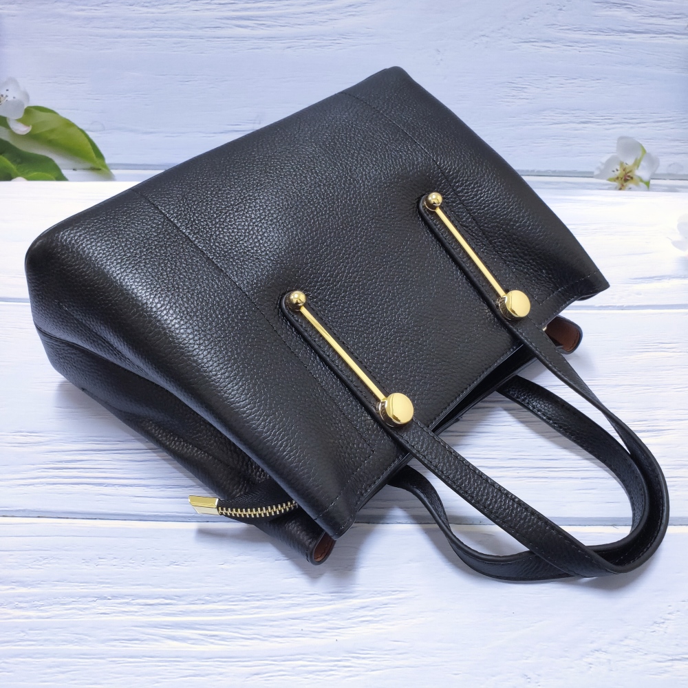 Misstery 手提包進口牛皮+超纖系列經典女包/側背斜背手提包-黑A88-189BK | 蝦皮購物