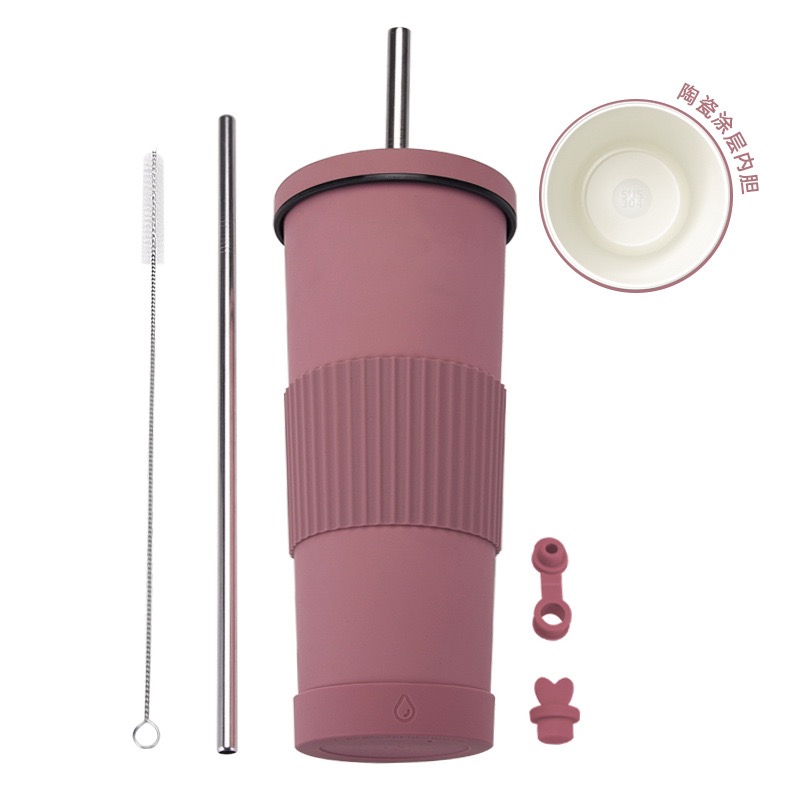 現貨 陶瓷內膽保溫杯 710ML/830ML環保杯 防滑吸管保溫杯 珍珠奶茶杯 不鏽鋼吸管杯 手提環保杯 冰霸杯 隨行杯 | 蝦皮購物