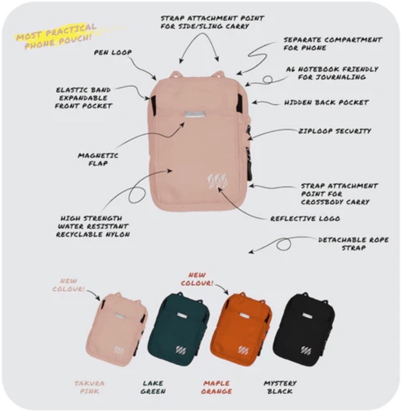 《SOULIDAY現貨獨家》Loop Design - Notebag 手機護照防潑水三種背法小包 多拉鍊夾層 能放護照 | 蝦皮購物