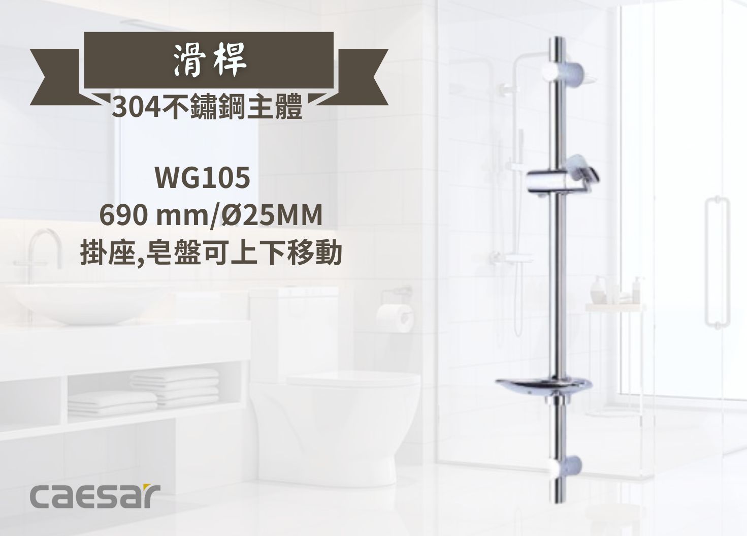 【文成】凱撒衛浴-不鏽鋼滑桿WG105浴室淋浴柱 淋浴升降桿 花灑柱 花灑座 蓮蓬頭座 | 蝦皮購物